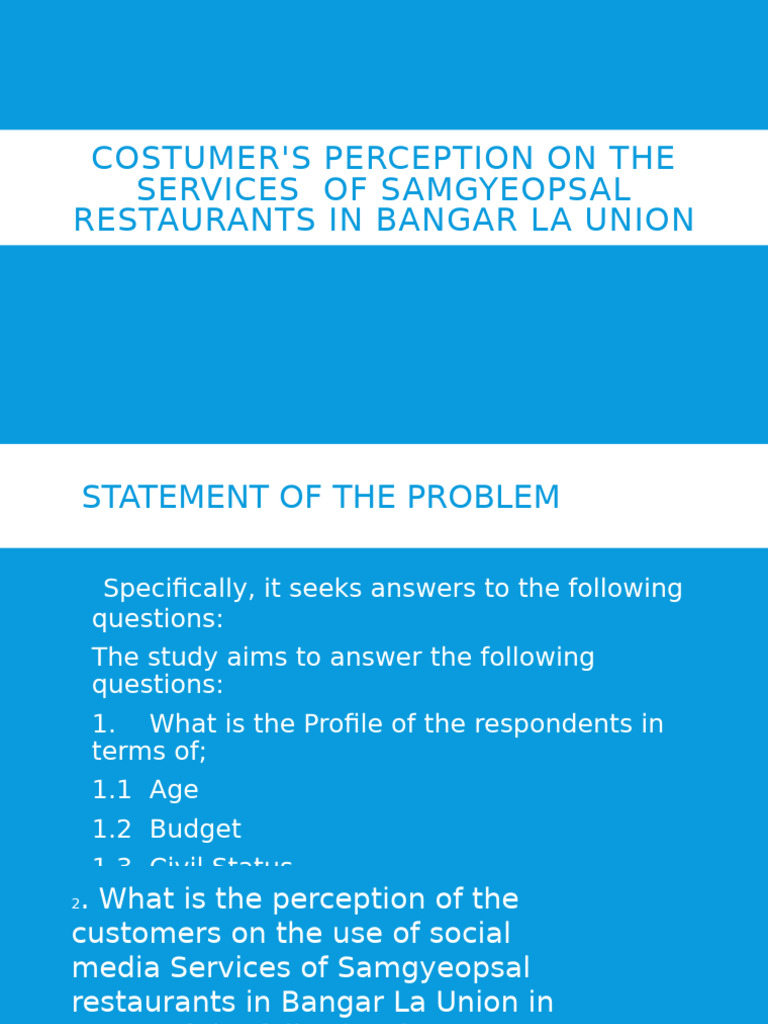 Costumer's Perception On Social Media Services of Samgyeopsal | PDF ...