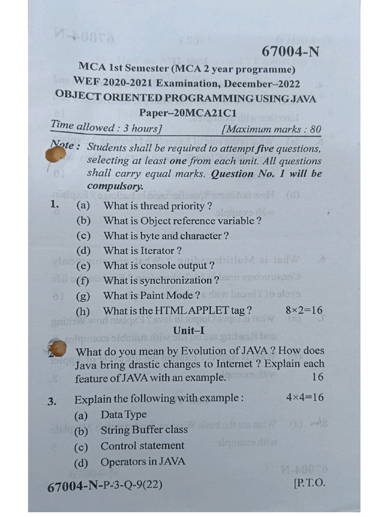 Java Paper Dec 2022 | PDF