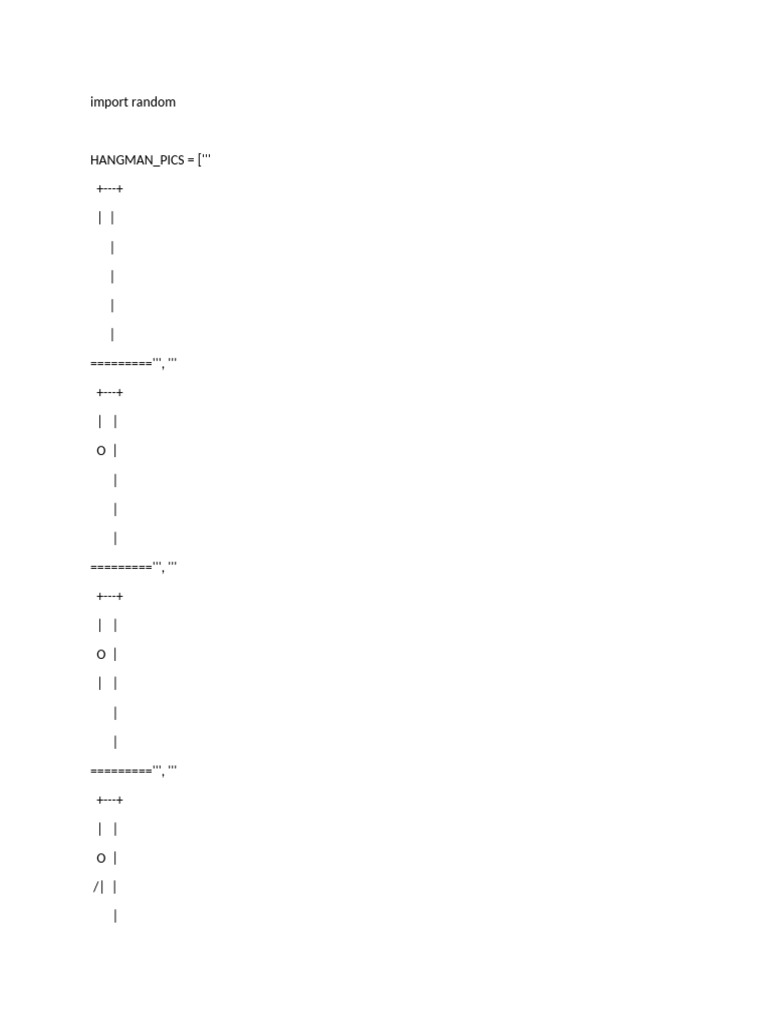 Hangman Game Code in Python | PDF