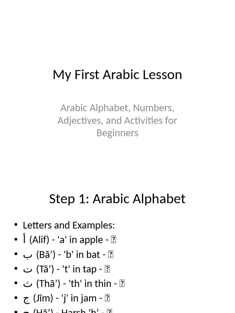 First Arabic Lesson for Beginners | PDF
