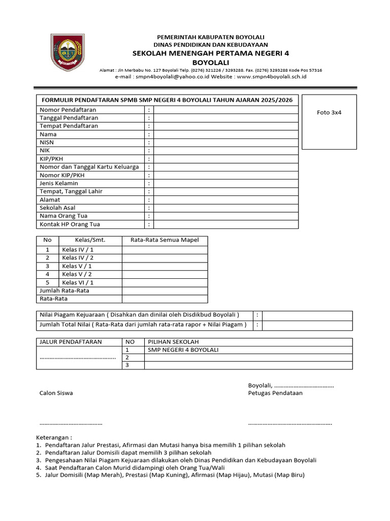 Formulir SPMB Tahun 2025 | PDF