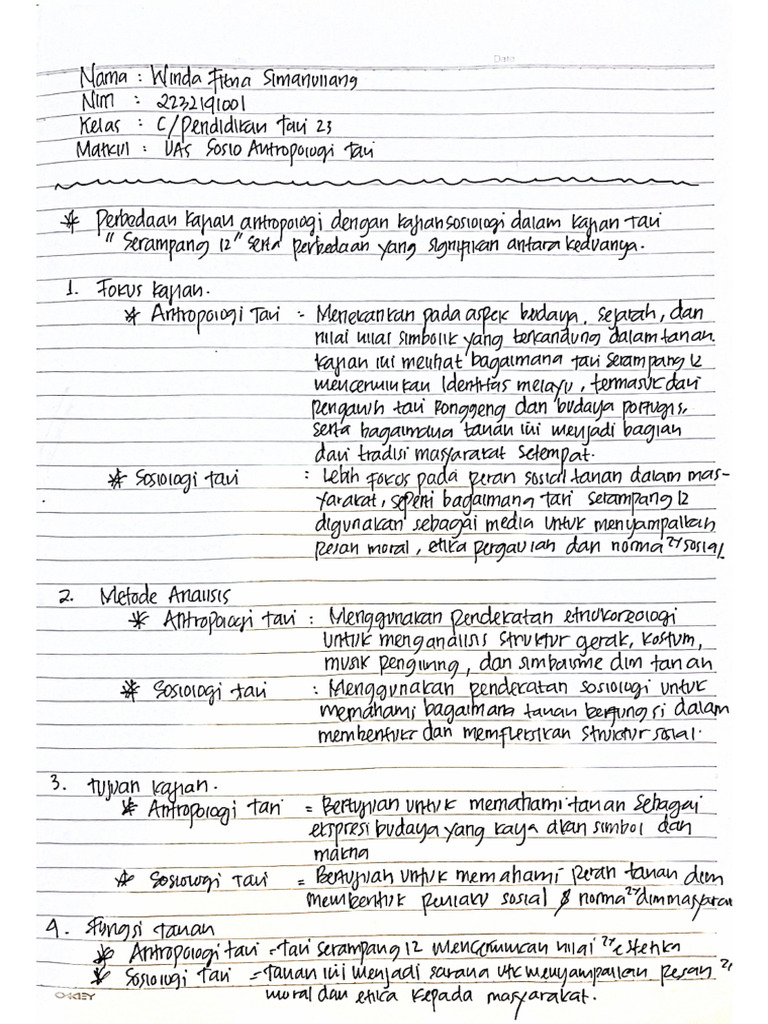 UAS Sosioantropologi Winda | PDF
