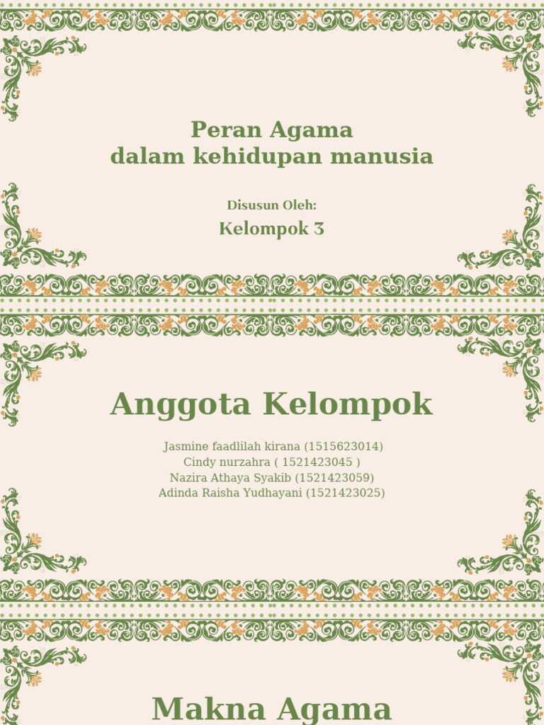 Kelompok 3 PAI - Peran Agama Dalaam Kehidupan Manusia | PDF
