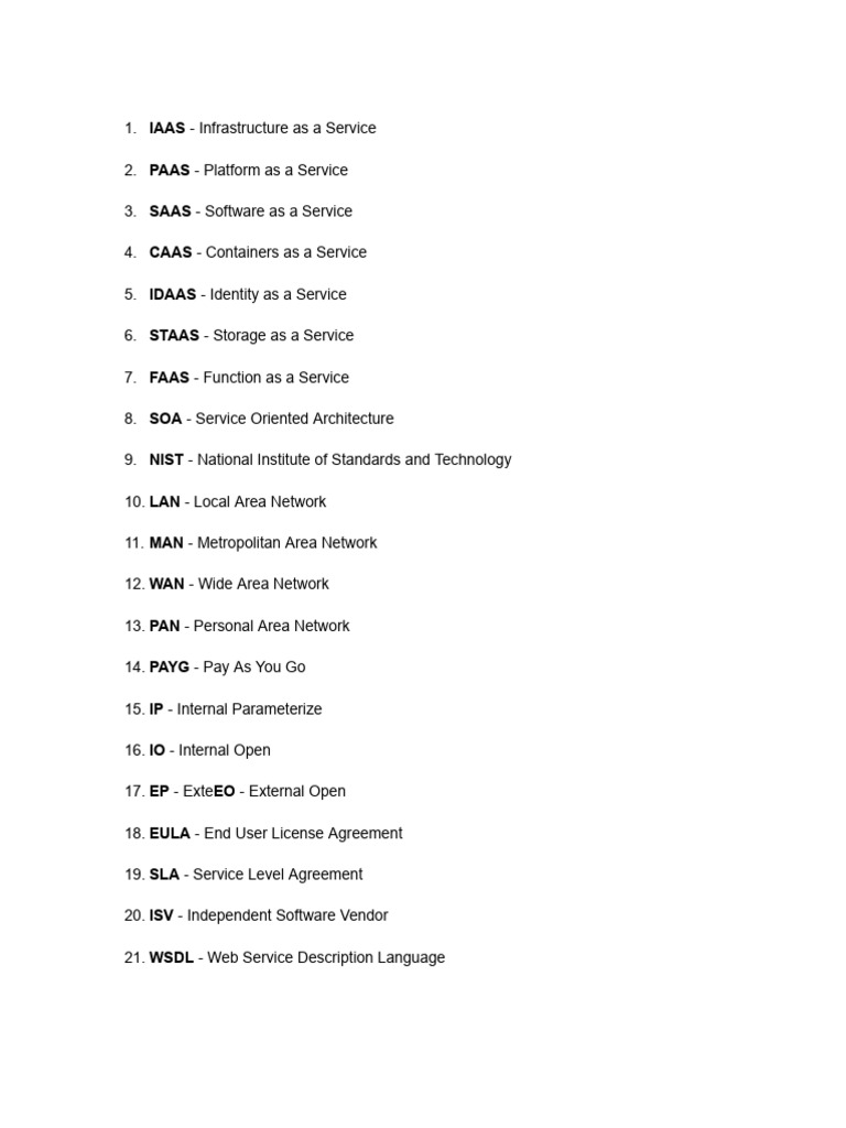 Cloud Computing Acronyms | PDF | Cloud Computing | Service Oriented Architecture