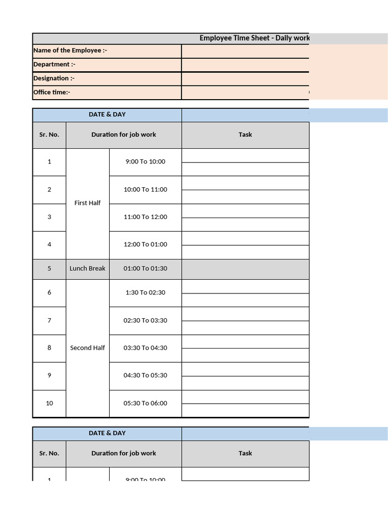 Employee Daily Time Sheet Report | PDF