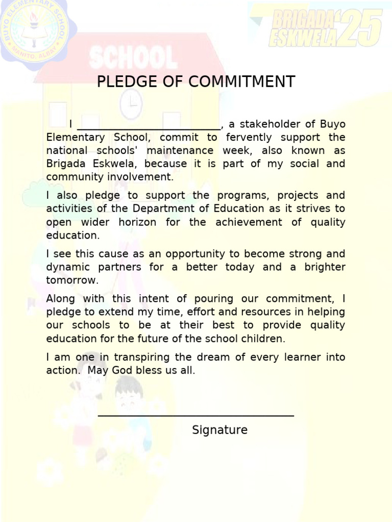 Brigada Eskwela Commitment 2025 | PDF