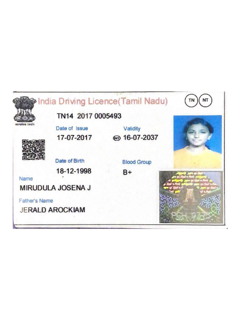 India Driving Licence (Tamil Nadu) - Compressed | PDF
