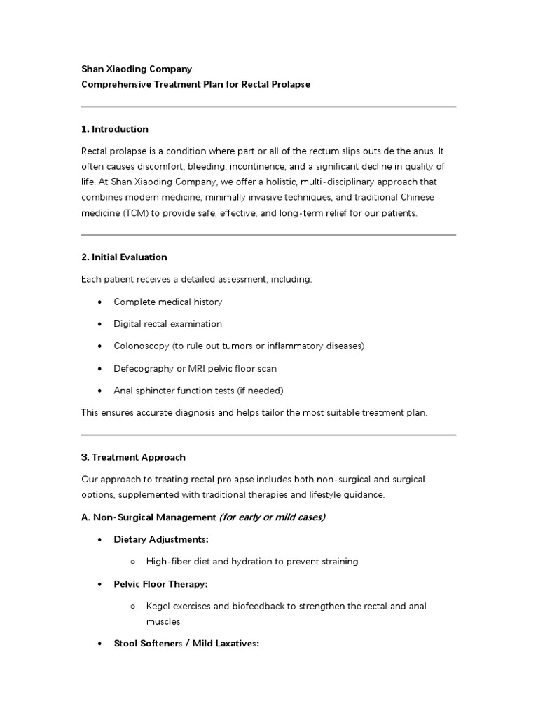 Comprehensive Treatment Plan For Rectal Prolapse | PDF | Rectum ...