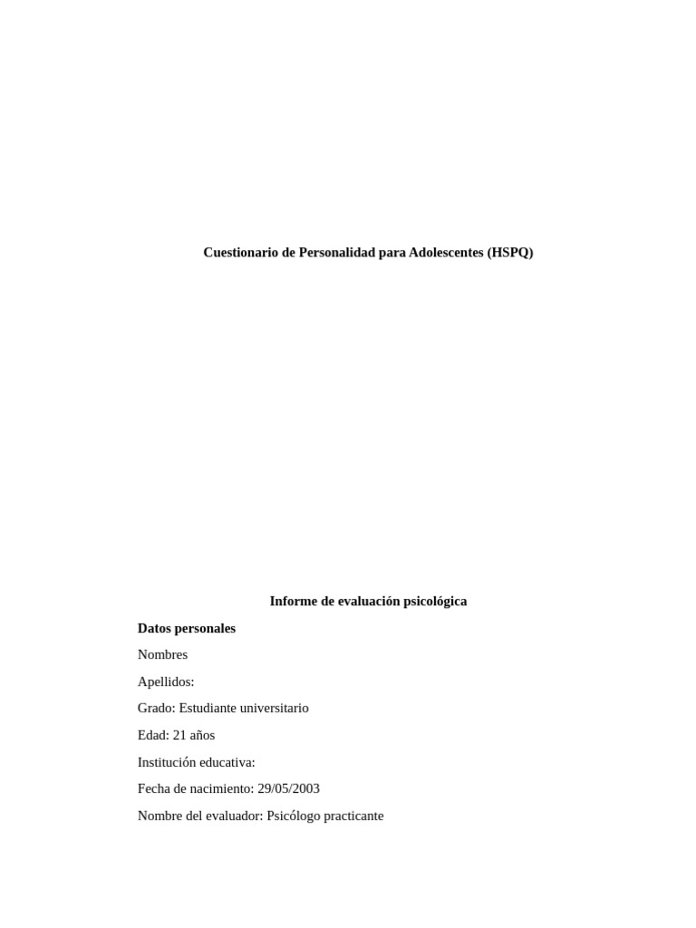 Informe de HSPQ | PDF | Sicología | Las emociones