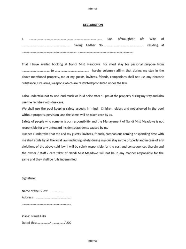 Self Declaration by Nandi Guests. | PDF