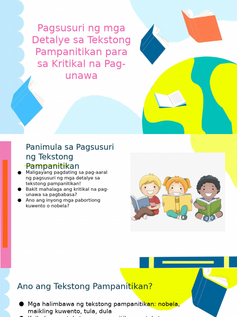 Pagsusuri NG Mga Detalye Sa Tekstong Pampanitikan para Sa Kritikal Na ...