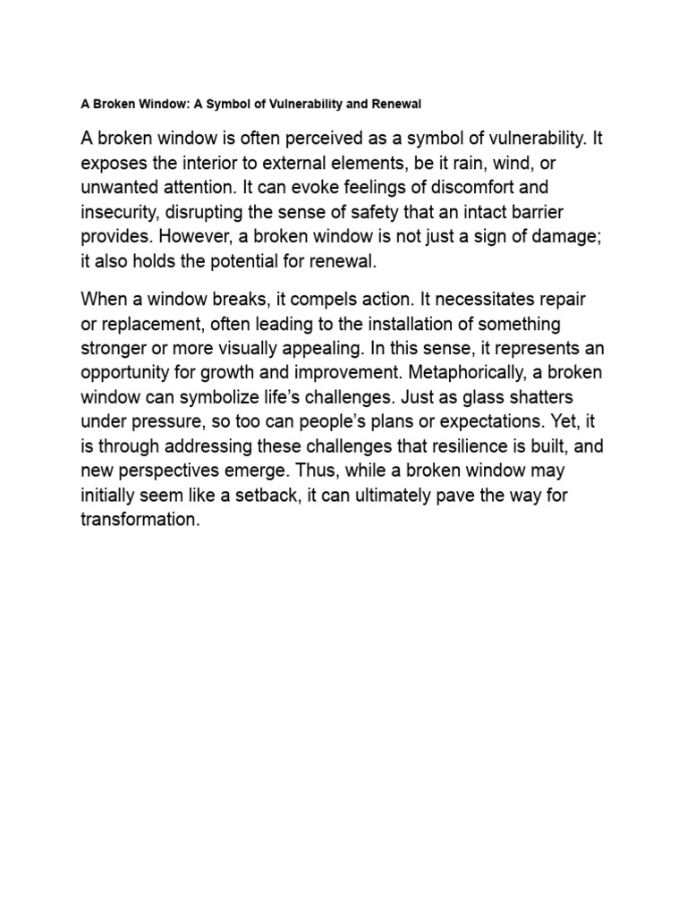 Broken Window: Symbol of Vulnerability | PDF