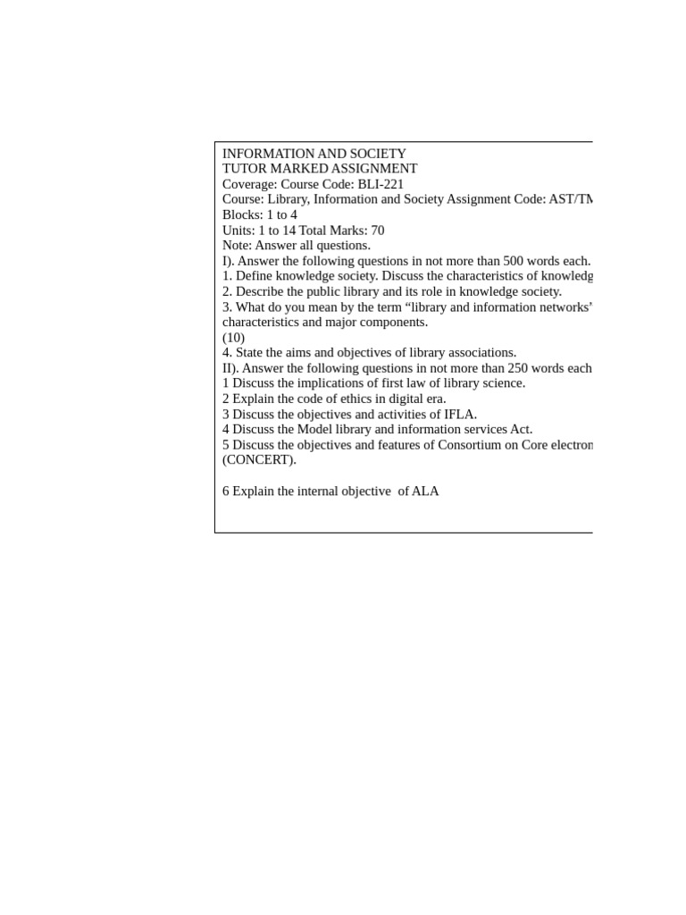 Bli 221 Assignment | PDF
