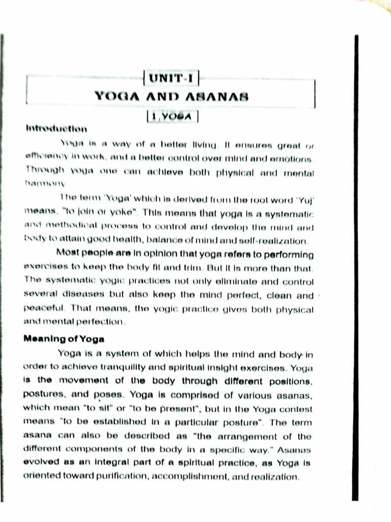 Yoga 1st Unit | PDF