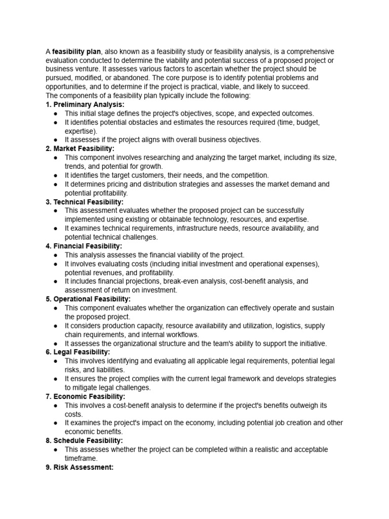 6-Define Feasibility Plan. and It's Types of Compone... | PDF ...