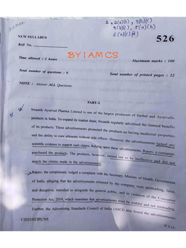 ECIPL Question Paper June 2025 | PDF