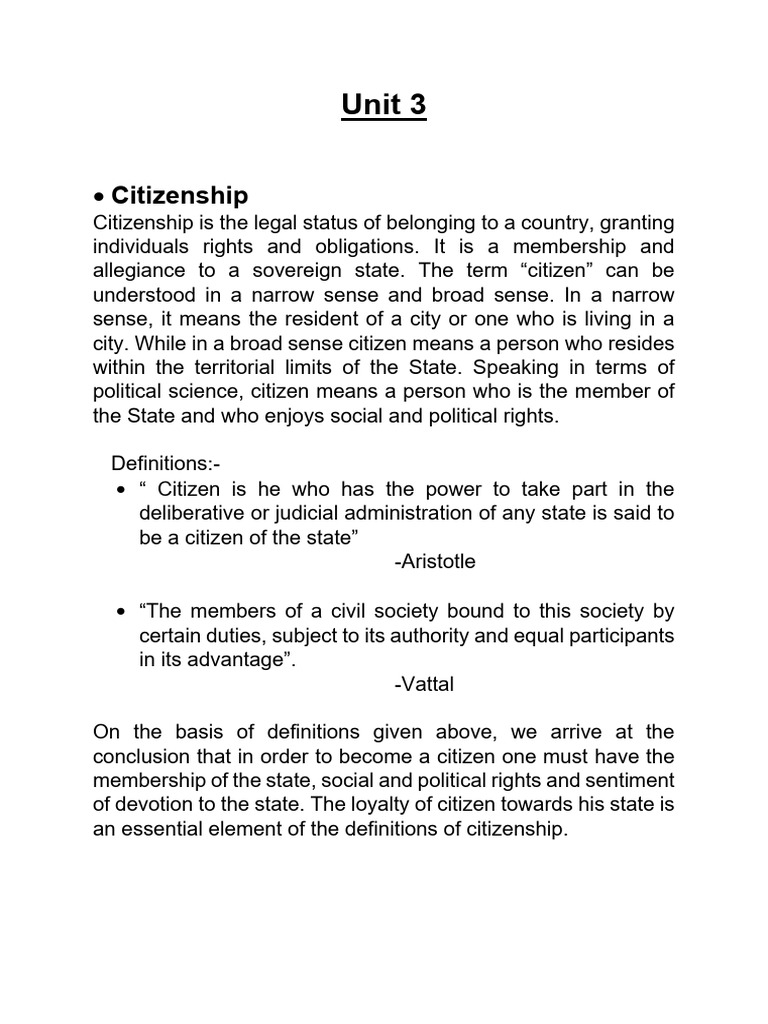 Political Science Unit 3 | PDF | Political Parties | Naturalization