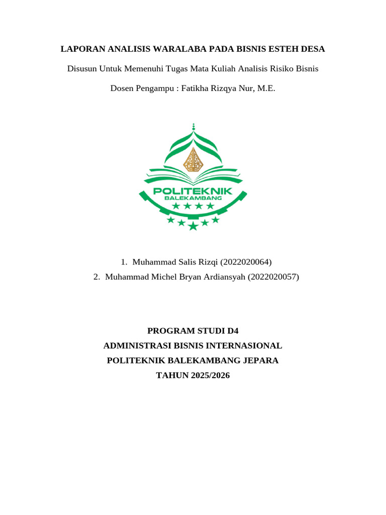 Analisis Waralaba Esteh Desa | PDF