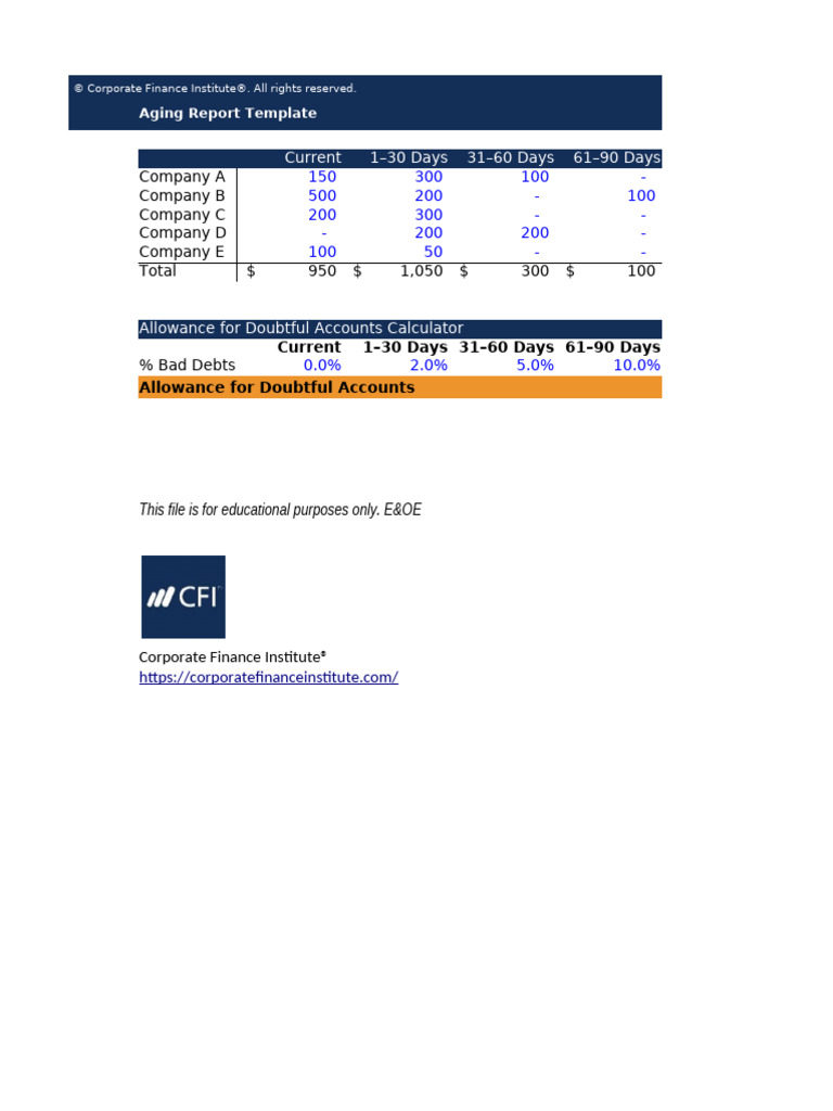 Aging Report Template Example | PDF