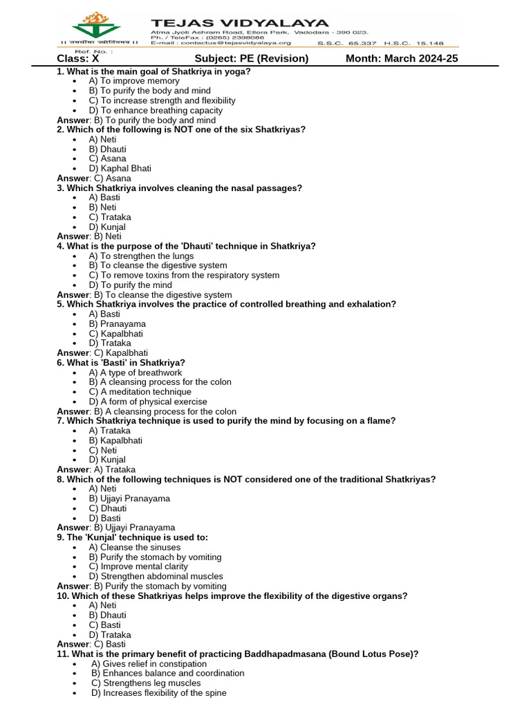 Class 11 Revision Sheet 2024-25 | PDF | Volleyball
