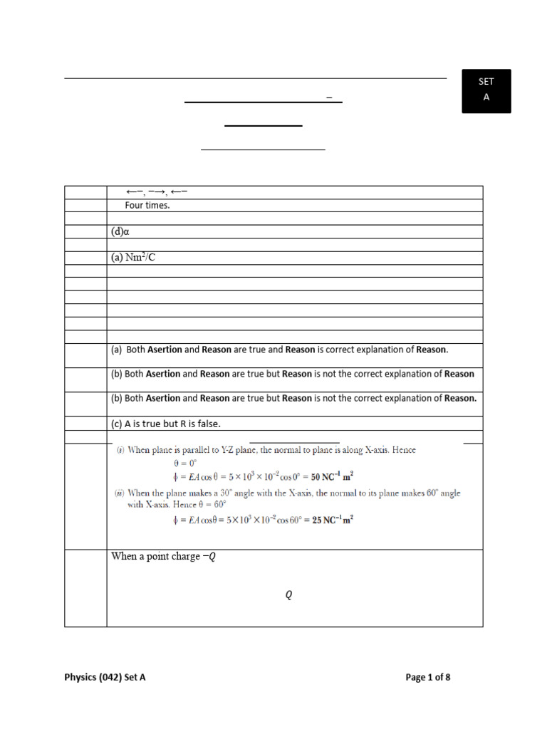 12-T1-PHY-MS-2024-25 Set A | PDF | Velocity | Electricity