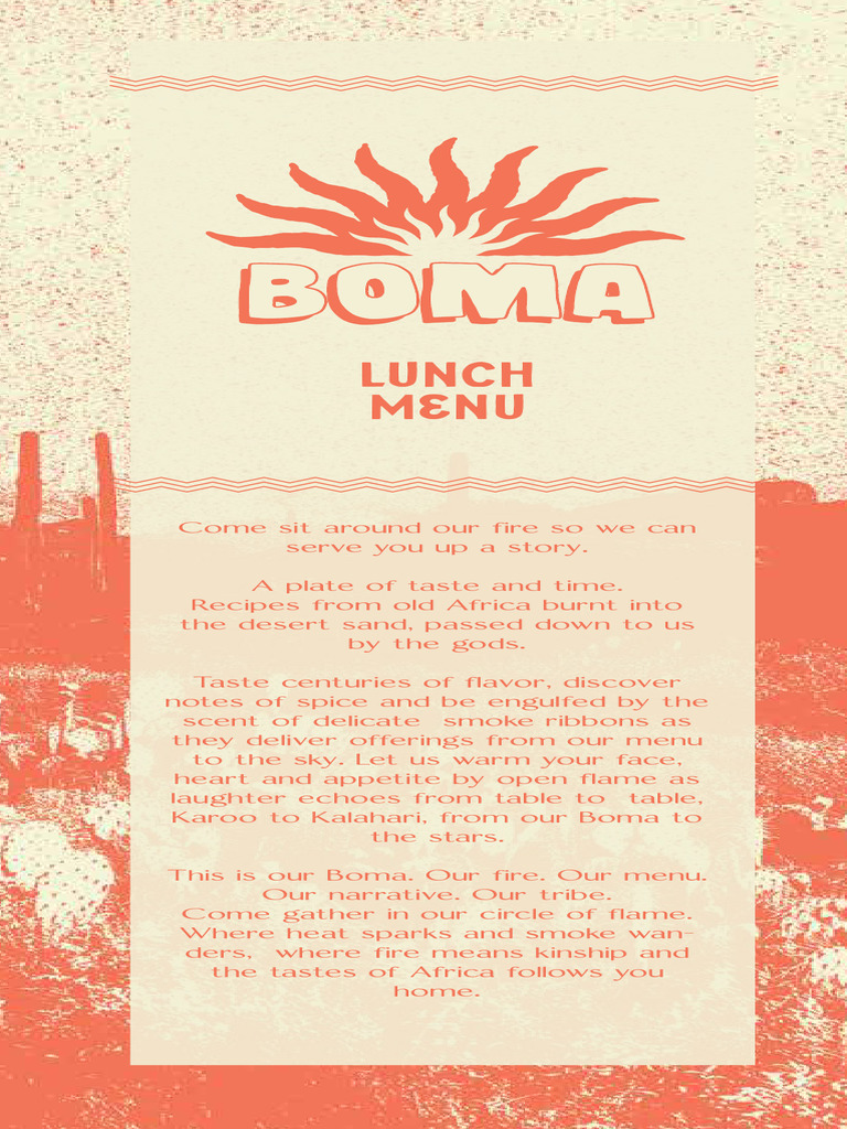 Boma Restaurant Menu Overview | PDF | Foods | Cuisine