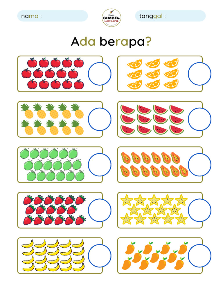 Worksheet Menghitung Gambar Buah | PDF