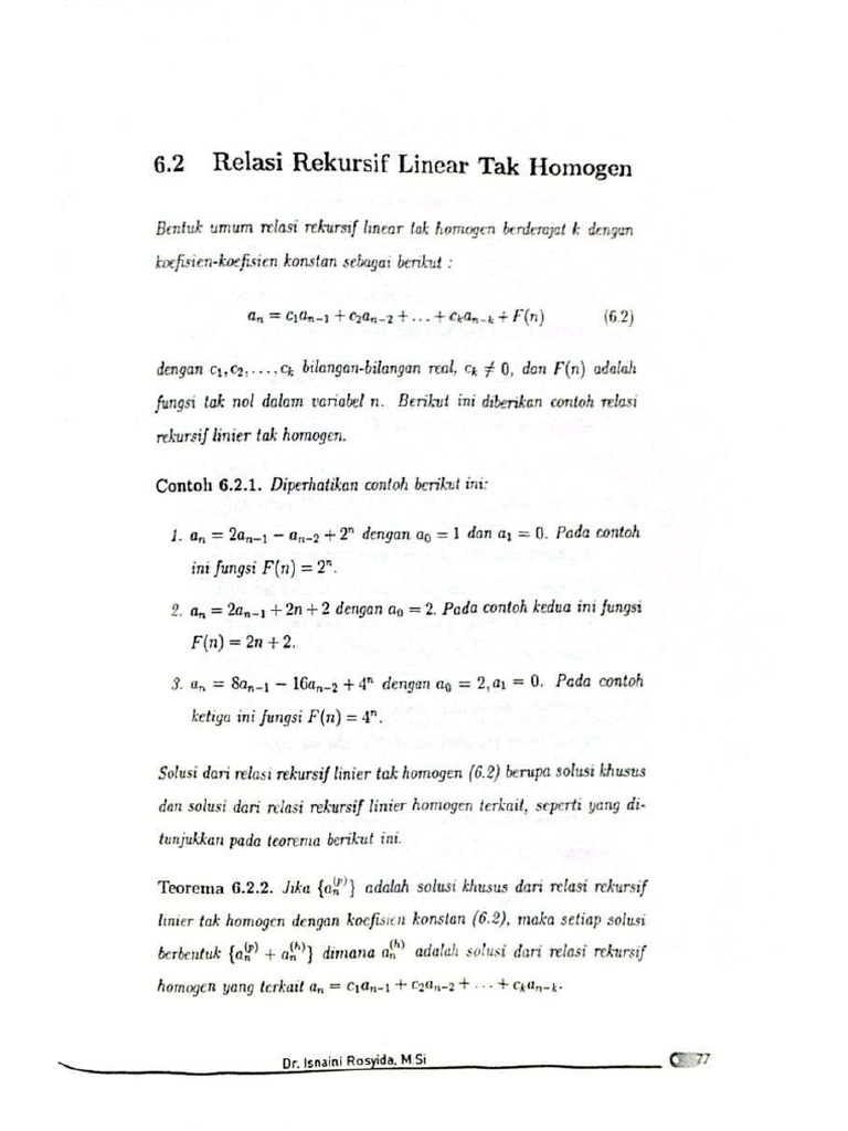 Relasi Rekursif Linear Non Homogen | PDF