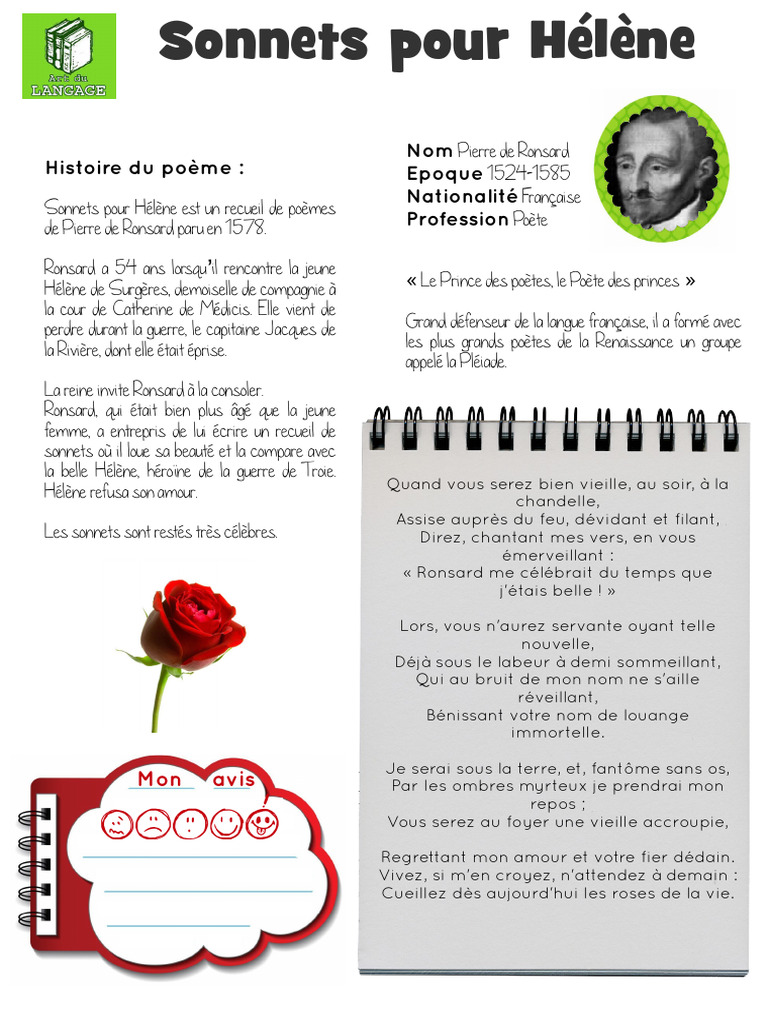 Sonnets pour Hélène de Ronsard | PDF | Poésie