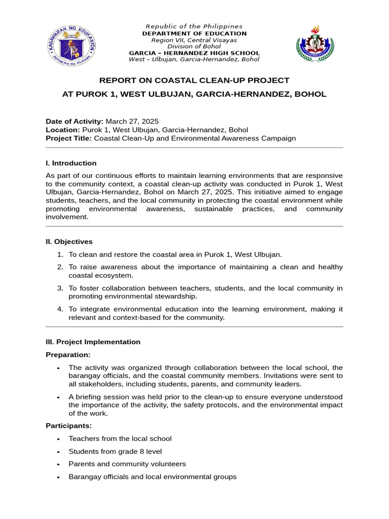 Coastal Clean-Up Project in Bohol | PDF | Waste Management | Waste
