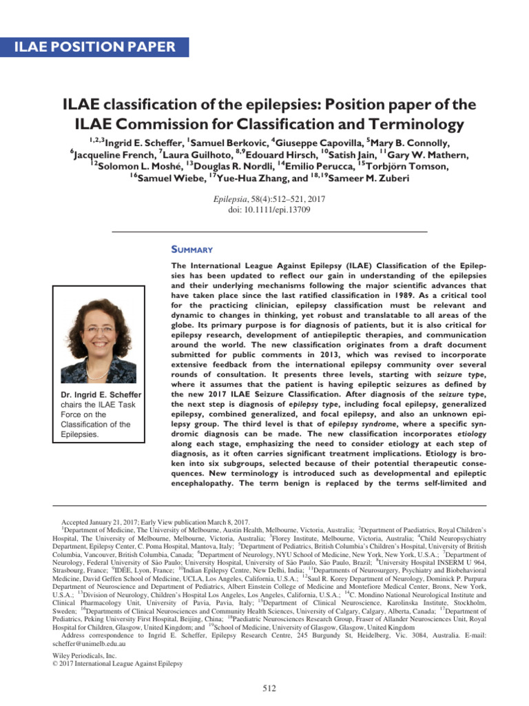 Epilepsia - 2017 - Scheffer - ILAE Classification of The Epilepsies ...