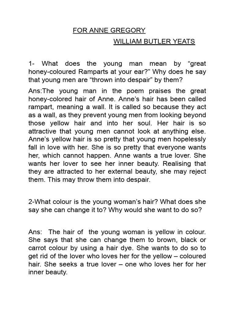 For Anne Gregory | PDF