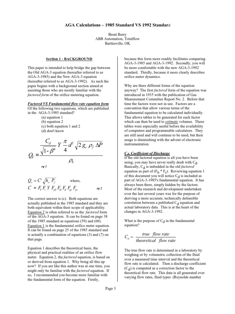 AGA-3 Standards Comparison Guide | PDF | Gases | Fluid Dynamics