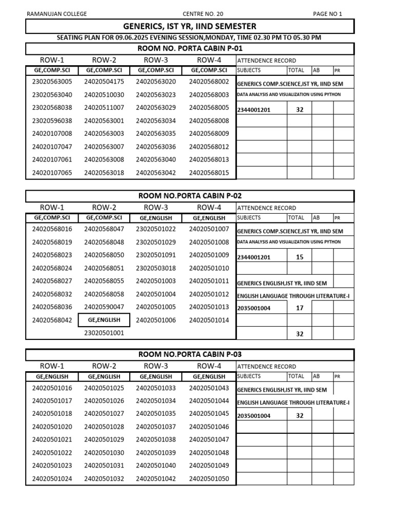 09.06.2025 Revised Evening Seating Plan | PDF