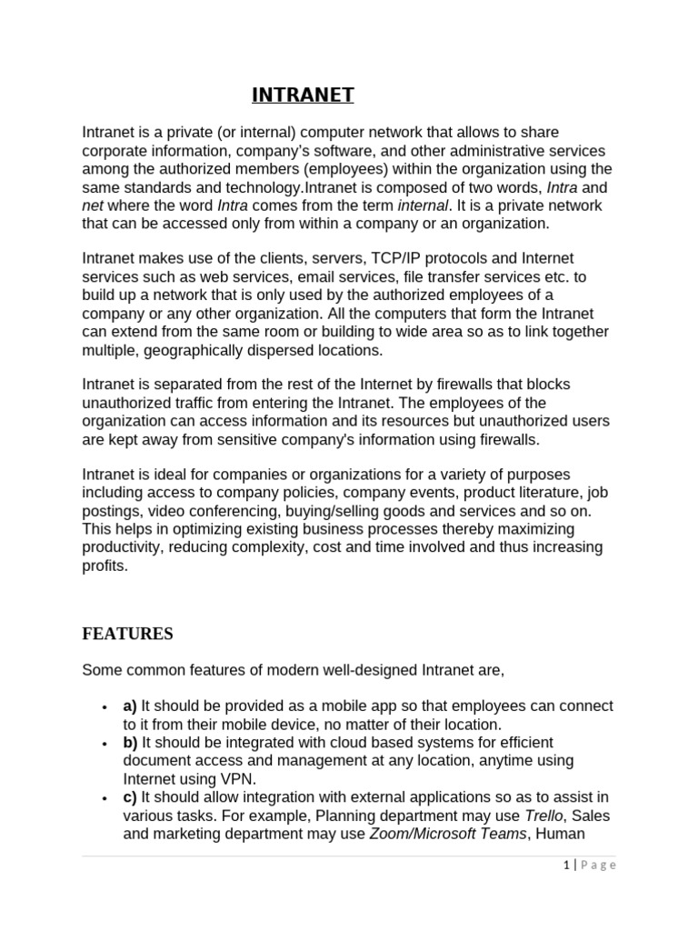 Understanding Intranet Benefits and Features | PDF | Computer Network ...
