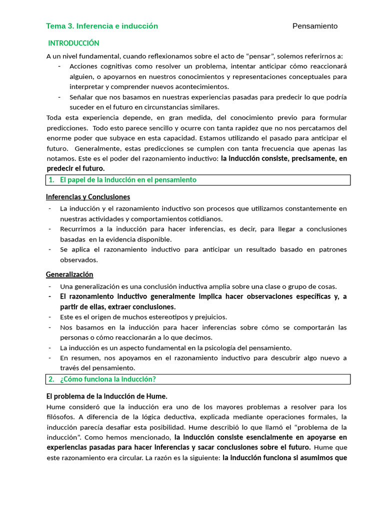 Resumen Tema 3 | PDF | Razonamiento inductivo | Inferencia