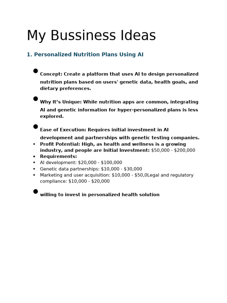 My Bussiness Ideas | PDF