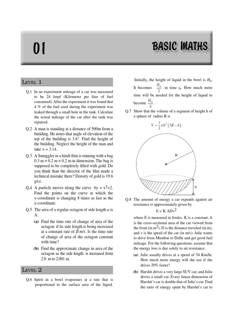 Basic Maths Good Questions | PDF | Atmosphere Of Earth | Gravity