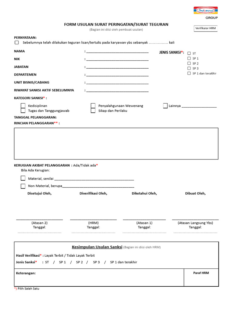 Form Usulan SP ST - 2024-Verifikator HRM (Fillable PDF | PDF