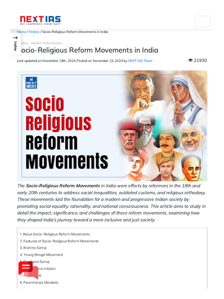 Socio-Religious Reform Movements in India | PDF | Indian Religions