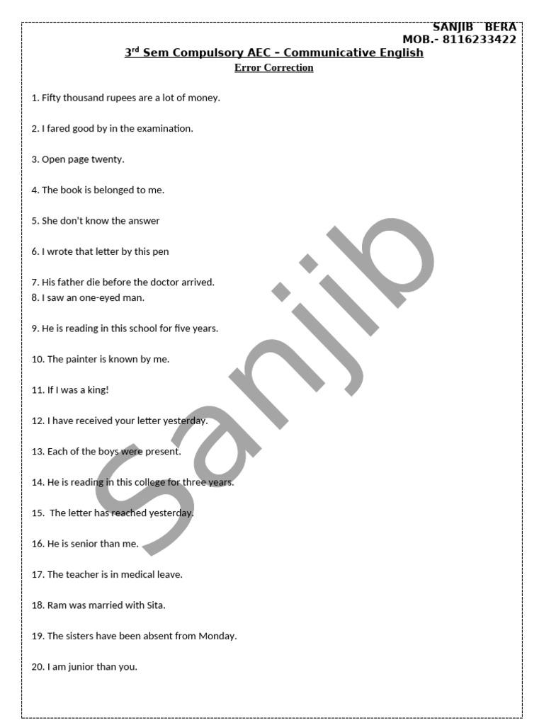 Error Correction - Part - 1 | PDF