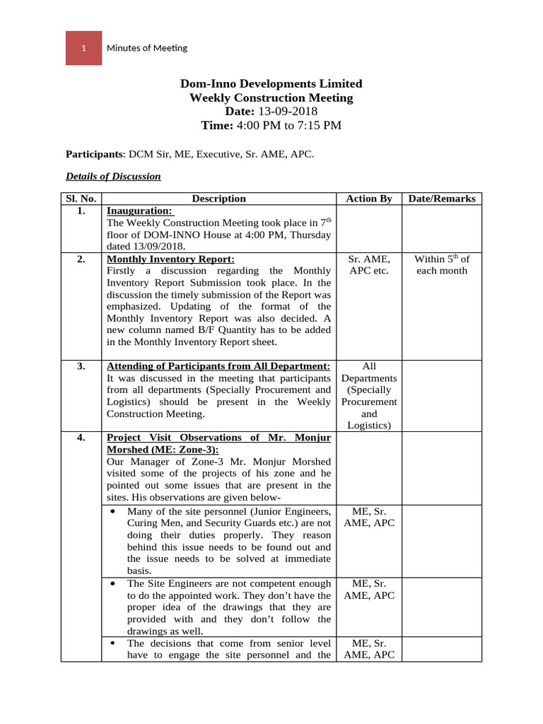 Meeting Minutes New Format (13!09!2018) | PDF | Procurement | Chess Theory