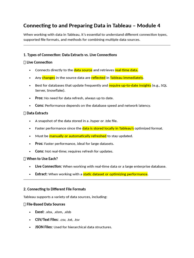 Connecting To and Preparing Data in Tableau | PDF | Databases | Table ...