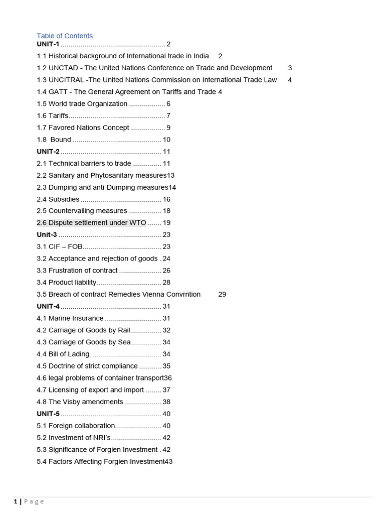 International Trade Final Notes 1 | PDF | Most Favoured Nation | World ...