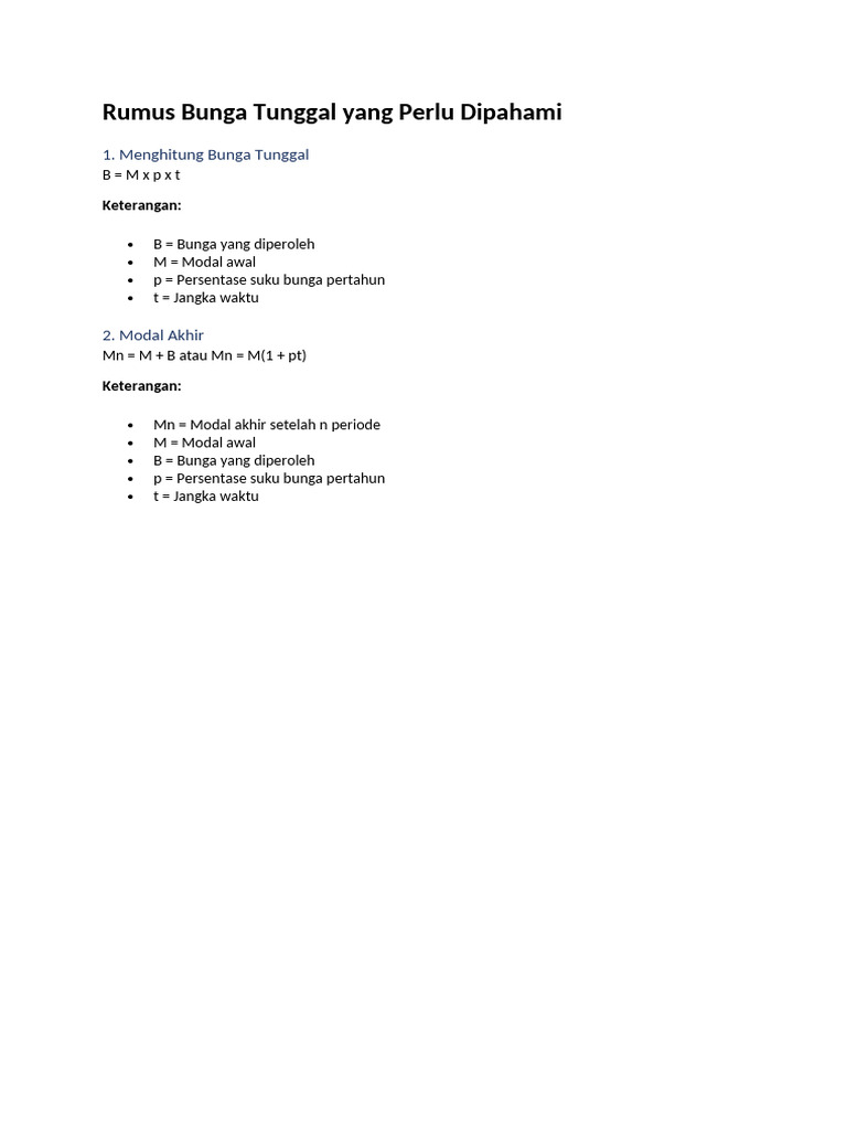 Rumus Dan Contoh Bunga Tunggal | PDF
