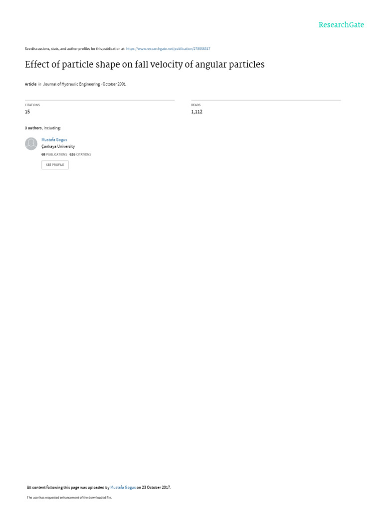 Effect of Particle Shape On Fall Velocity of Angular Particles | PDF ...