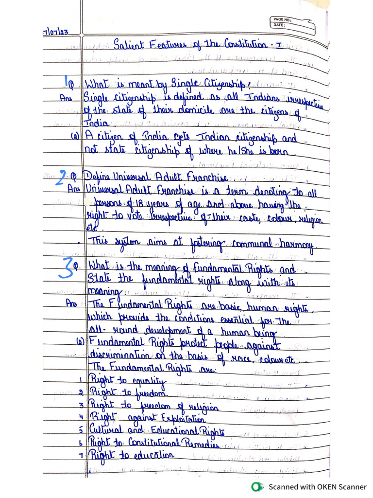 Civics-Chapter-2 Salient Features of The Constitution - I | PDF