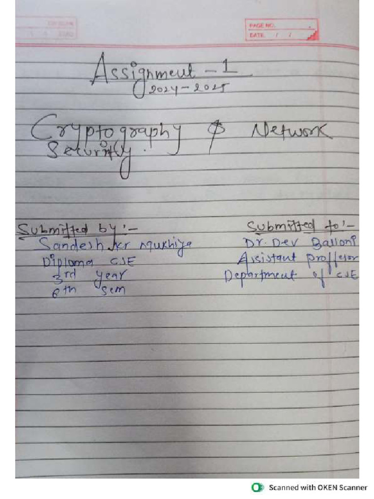 Cryptography Assignment 1 | PDF