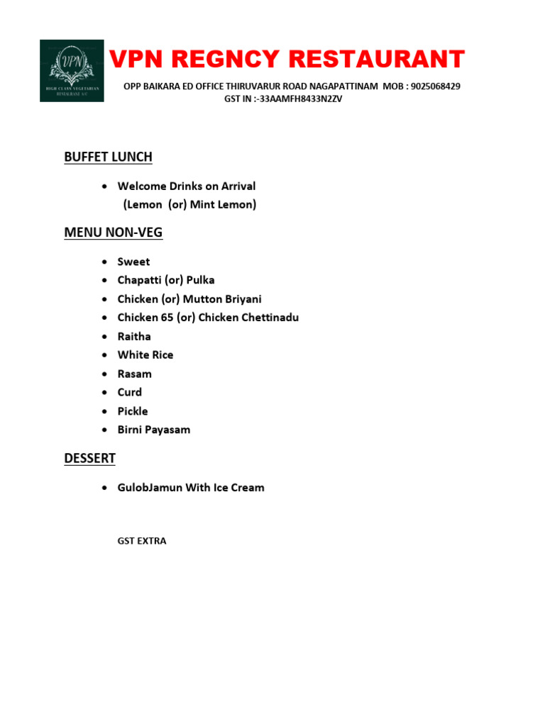 Lunch Non Veg | PDF
