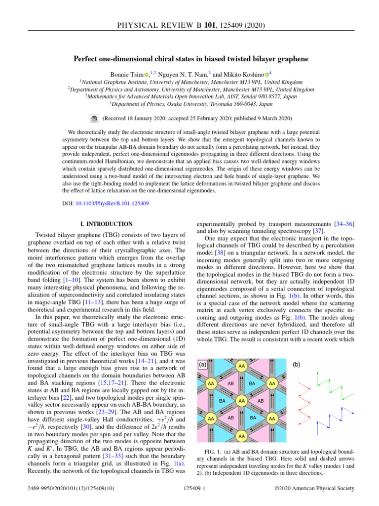 Perfect One-Dimensional Chiral States in Biased Twisted Bilayer ...